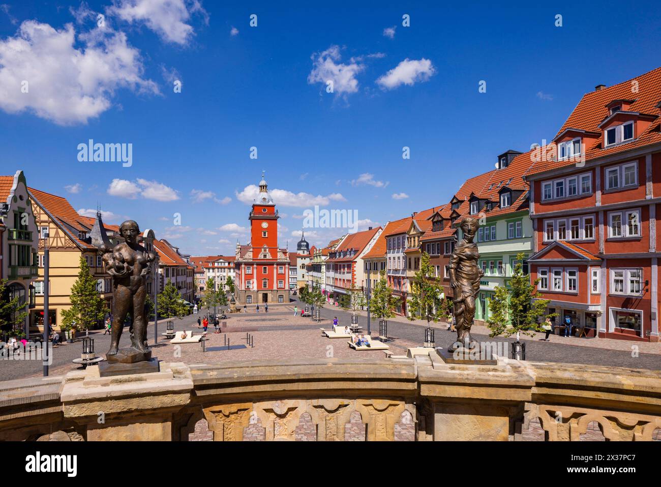 Stadtansicht Wasserkunst und Rathausturm. Gotha Thüringen Deutschland ...