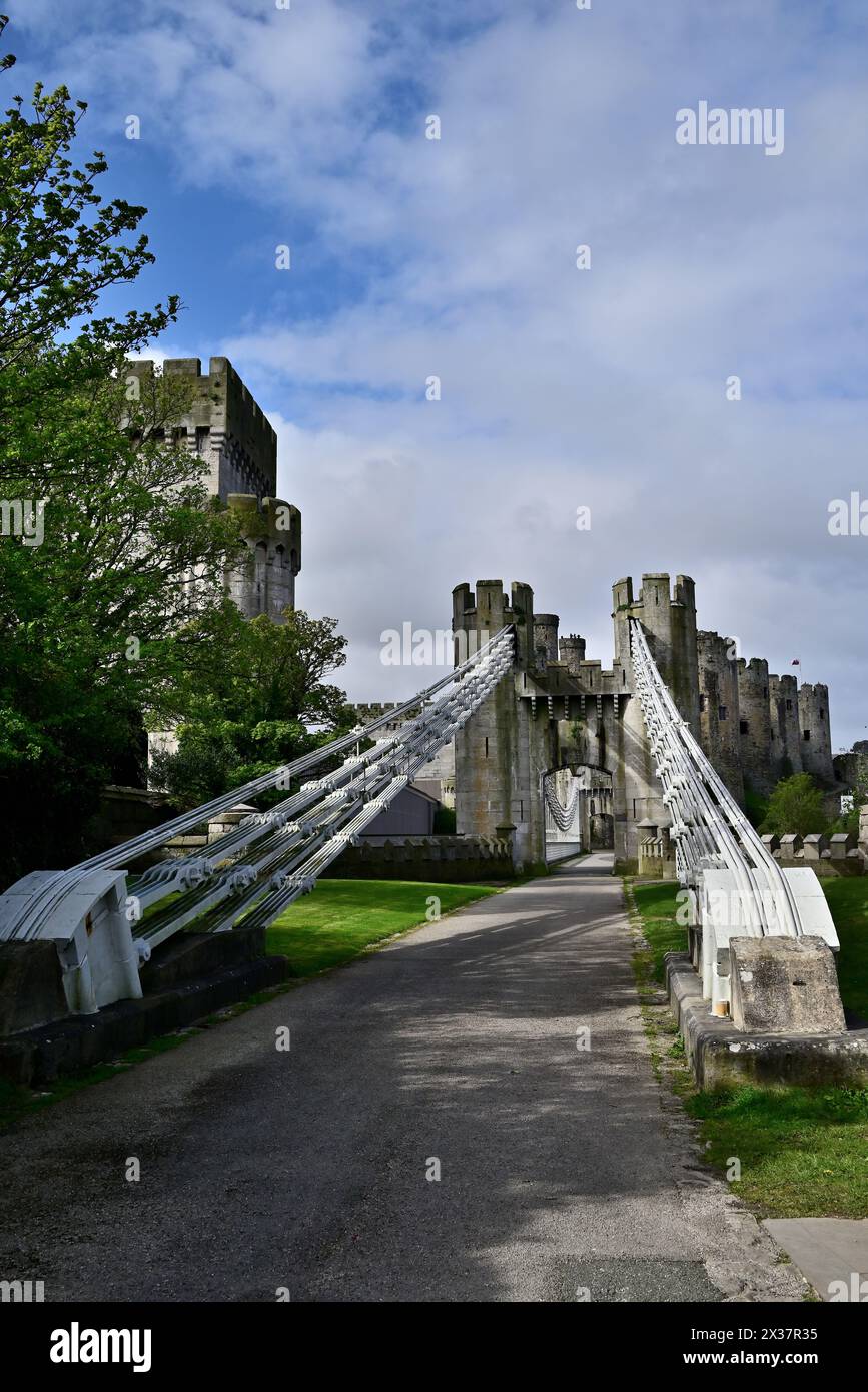 Around the UK - Conwy Suspension Bridge, Conwy, North Wales Stock Photo ...
