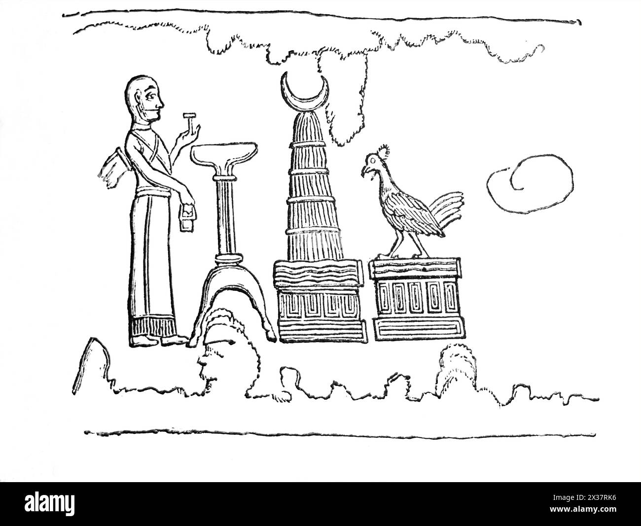 Wood Engraving of Worship of Adrammelech Ancient Semitic God from ...