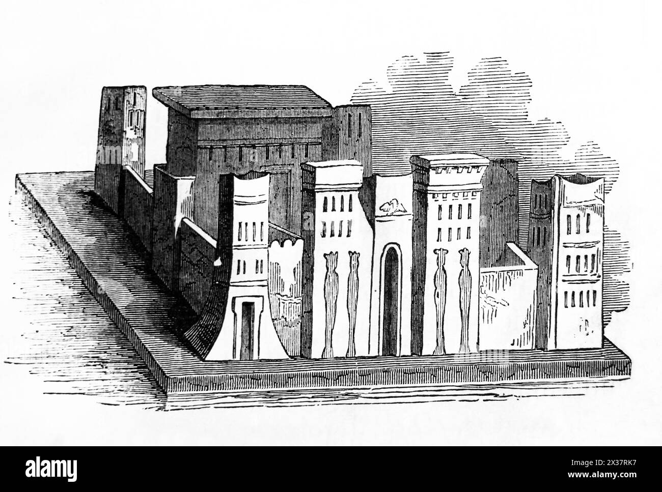 Wood Engraving of Memphis Temple from the Nile Mosaic of Palestrina in ...