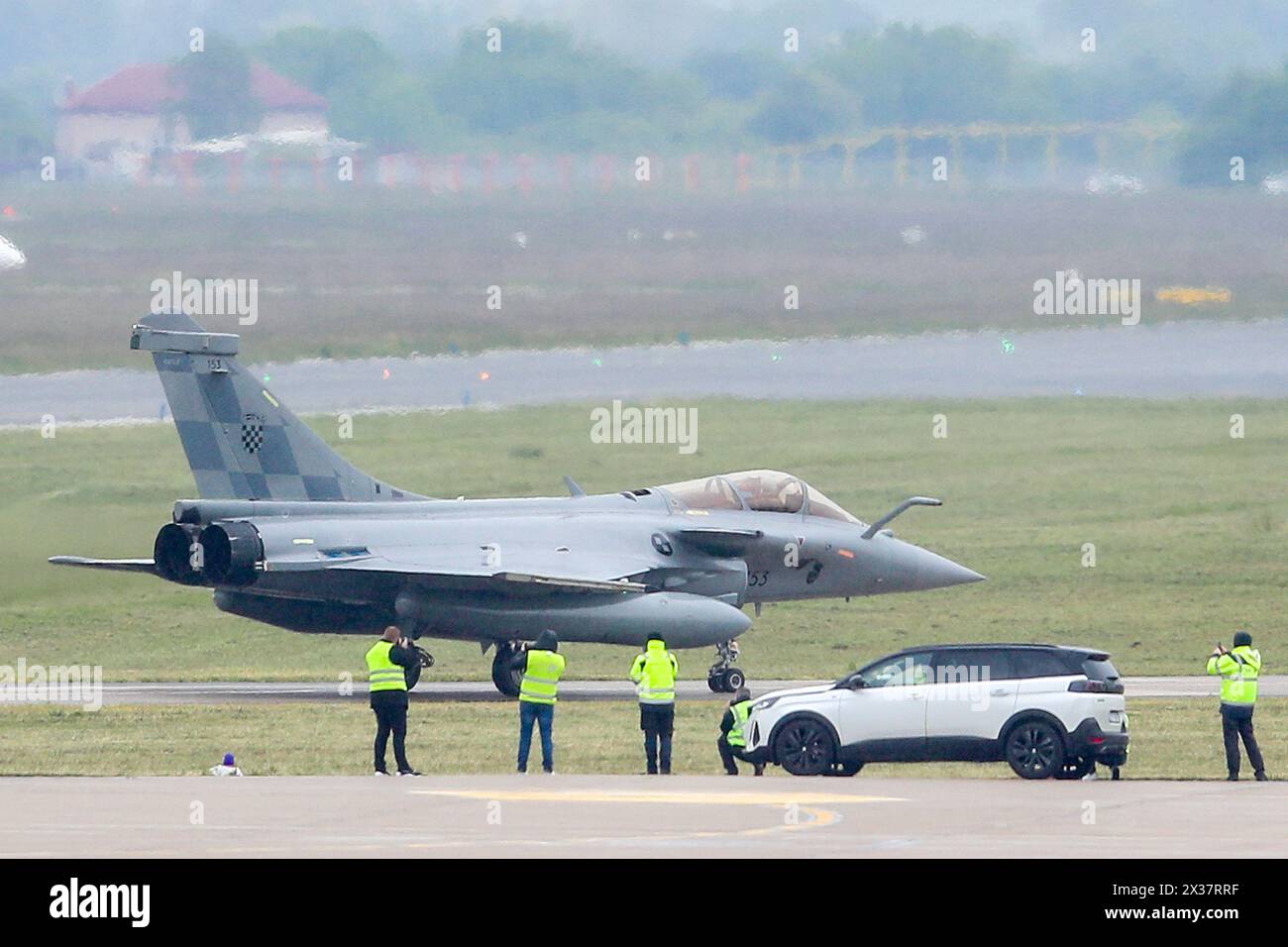 Velika Gorica, Croatia. 25th Apr, 2024. Rafale fighter is seen at the ...