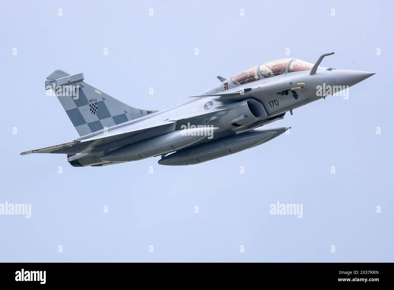 Velika Gorica, Croatia. 25th Apr, 2024. Rafale two-seater fighter land ...