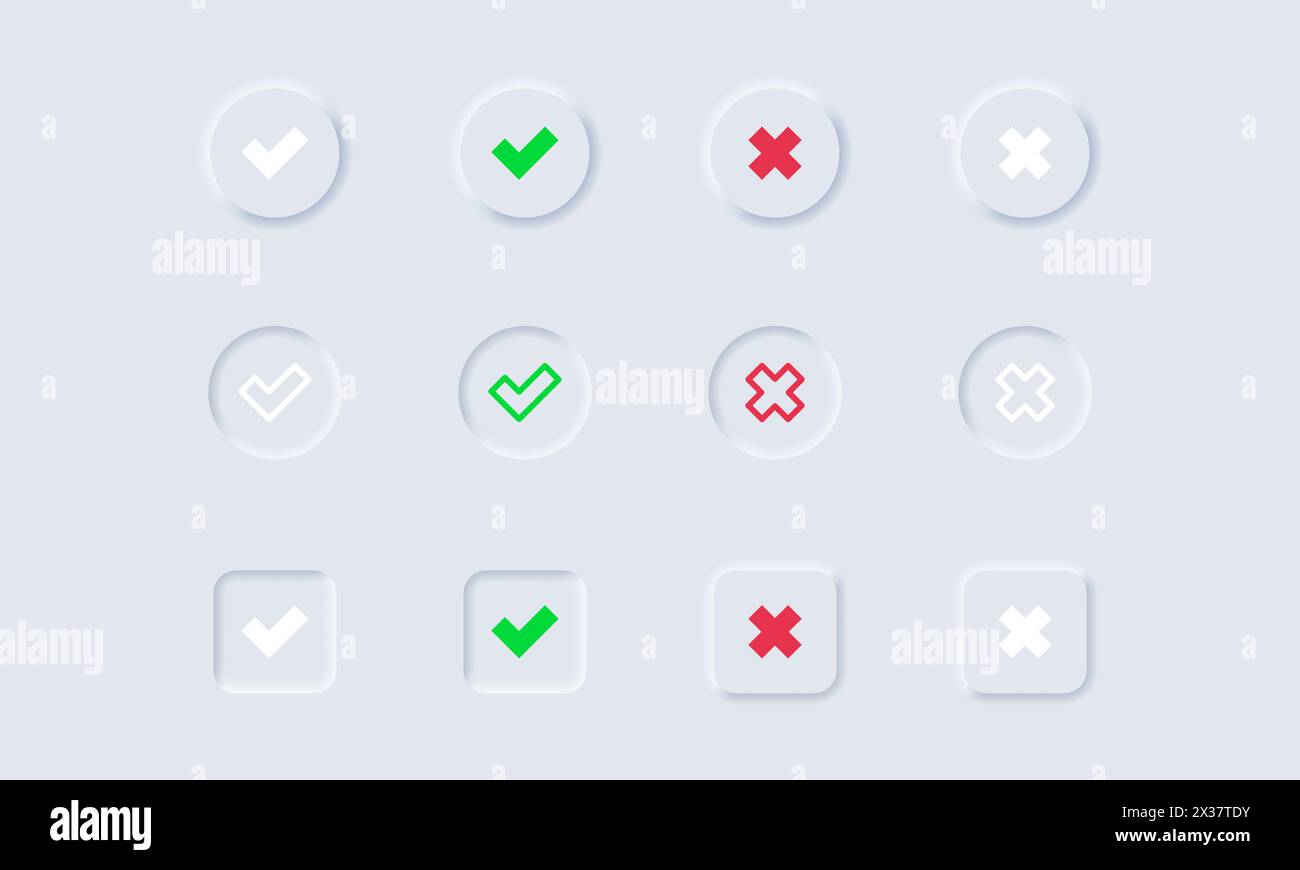 Check mark icon. Confirm or Tick Icons. Cross mark vector illustration ...