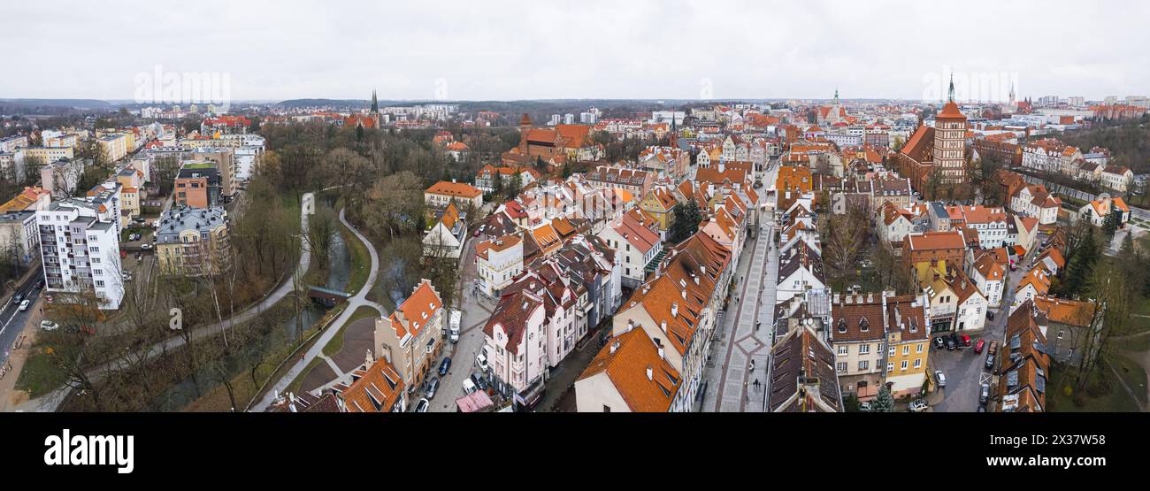 aerial drone panorama, old town - castle, garrison church, town hall ...