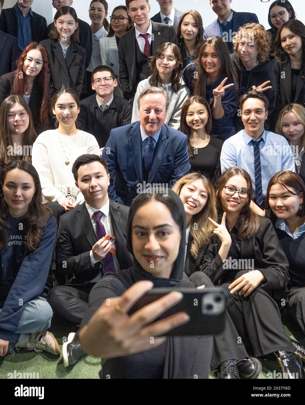 Foreign Secretary Lord David Cameron meets students at Astana I.T ...