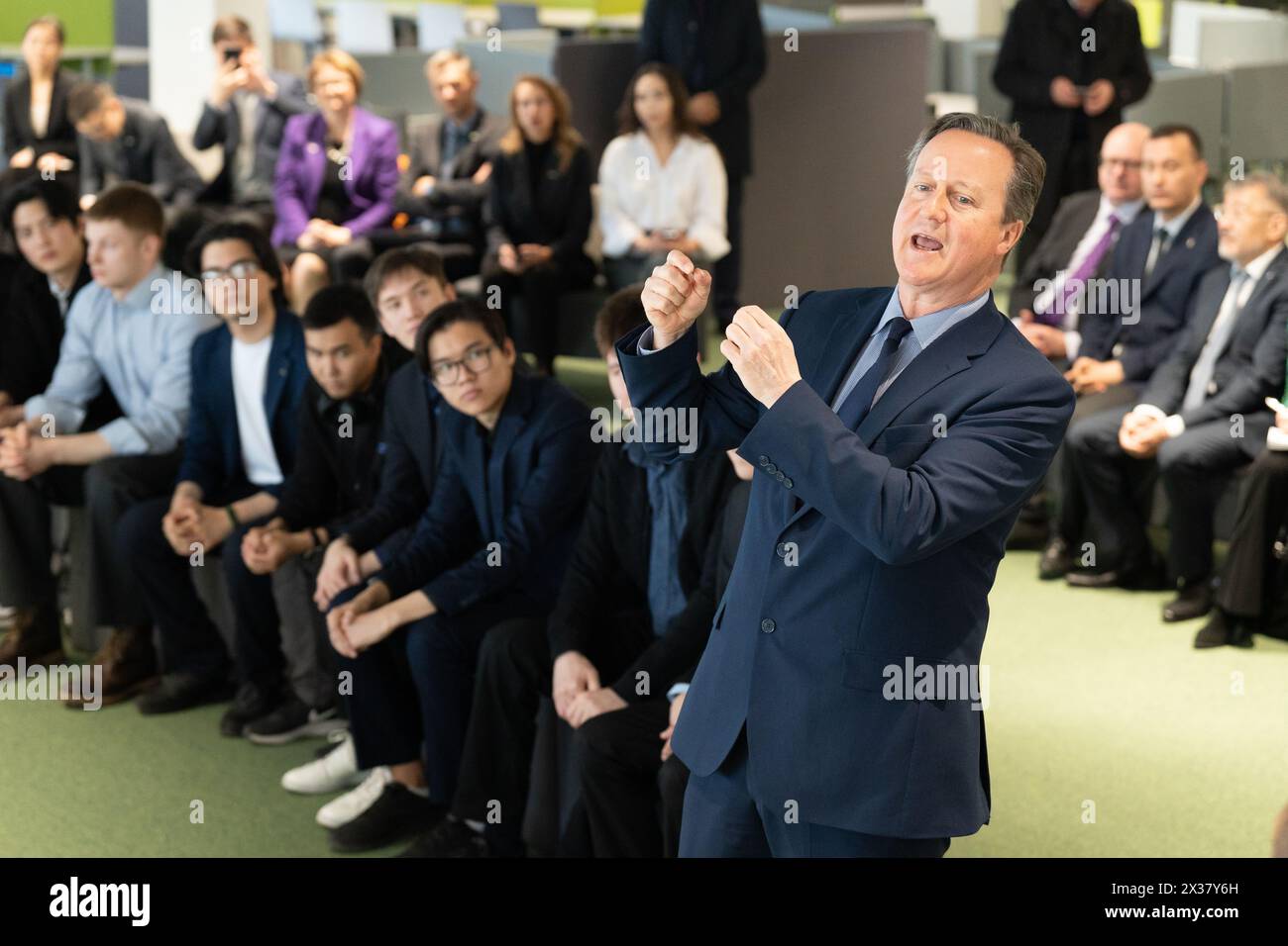 Foreign Secretary Lord David Cameron holds a Q&A with students at ...