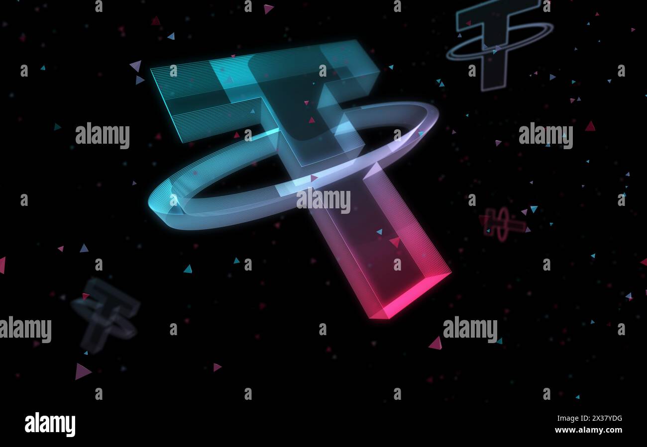 Tether USDT stablecoin cryptocurrency digital dollar symbol digital ...