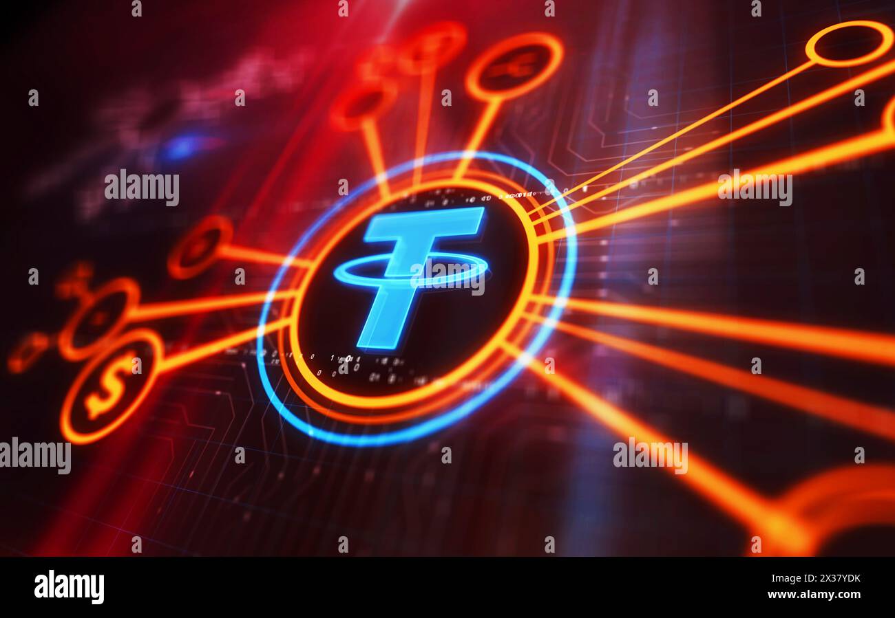 Tether USDT stablecoin cryptocurrency digital dollar symbol digital ...