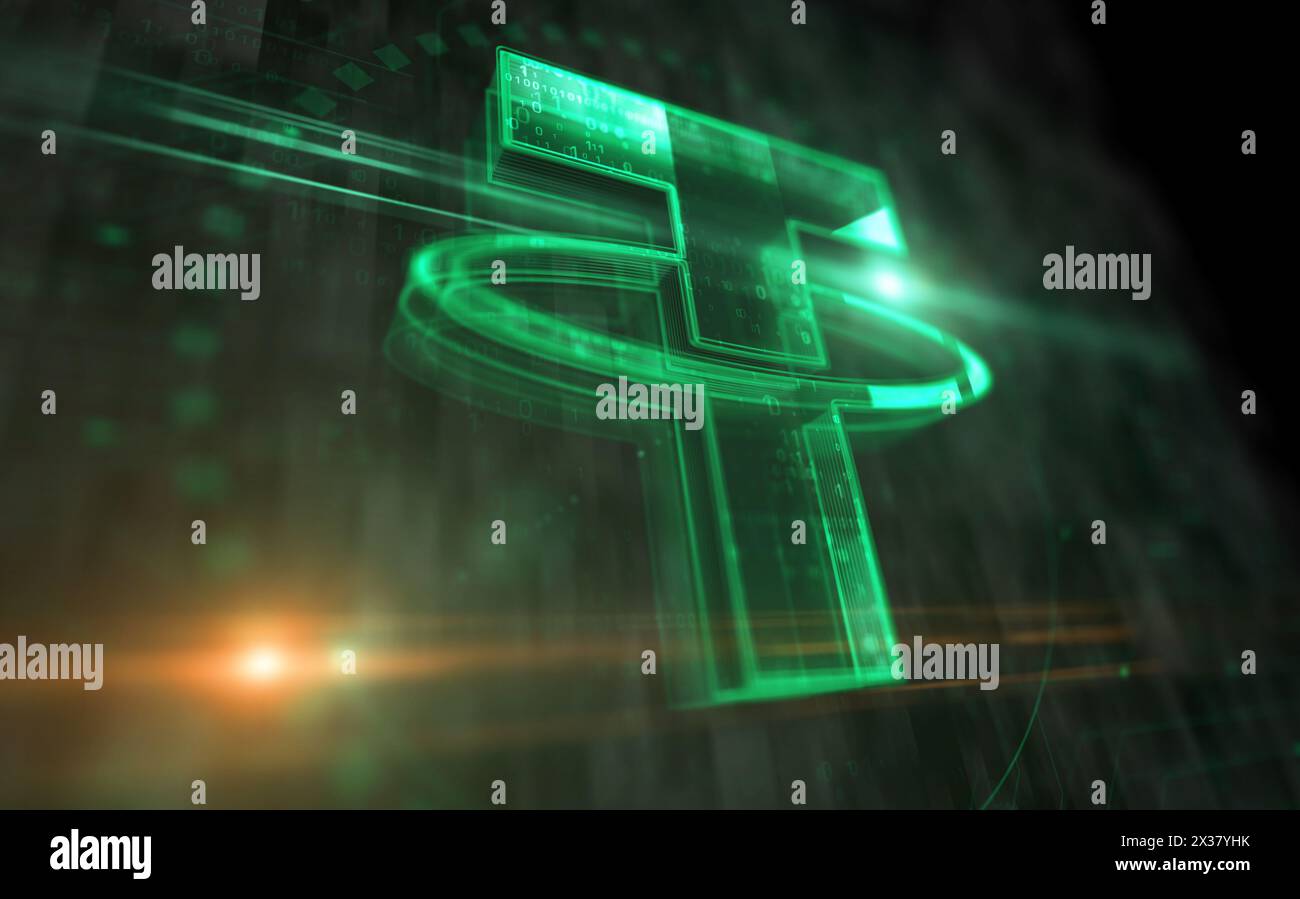 Tether USDT stablecoin cryptocurrency digital dollar symbol digital ...
