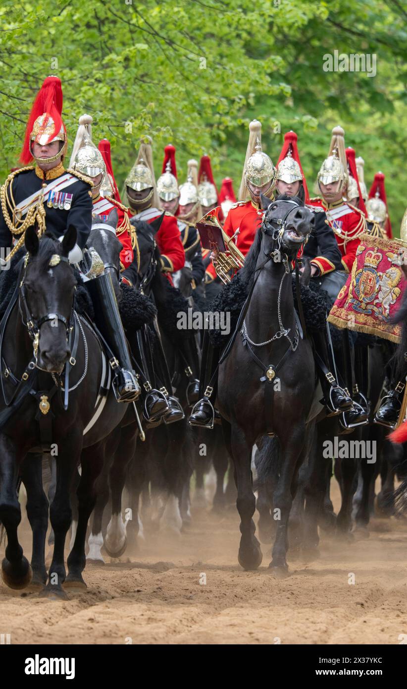 Hyde Park, London, UK. 25th April, 2024. The King's mounted bodyguard ...