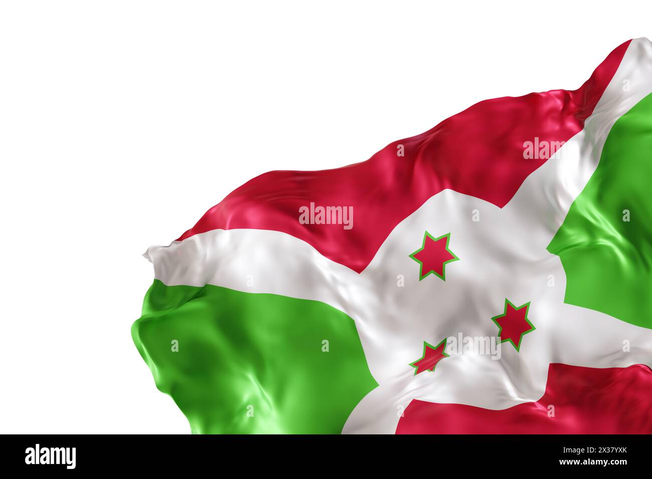 Realistic flag of Burundi with folds, isolated on white background ...