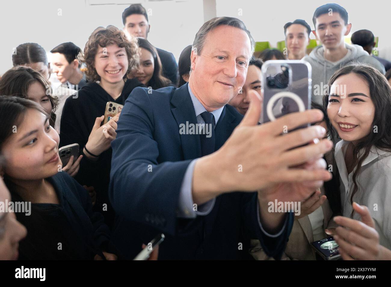 Foreign Secretary Lord David Cameron meets students at Astana I.T ...