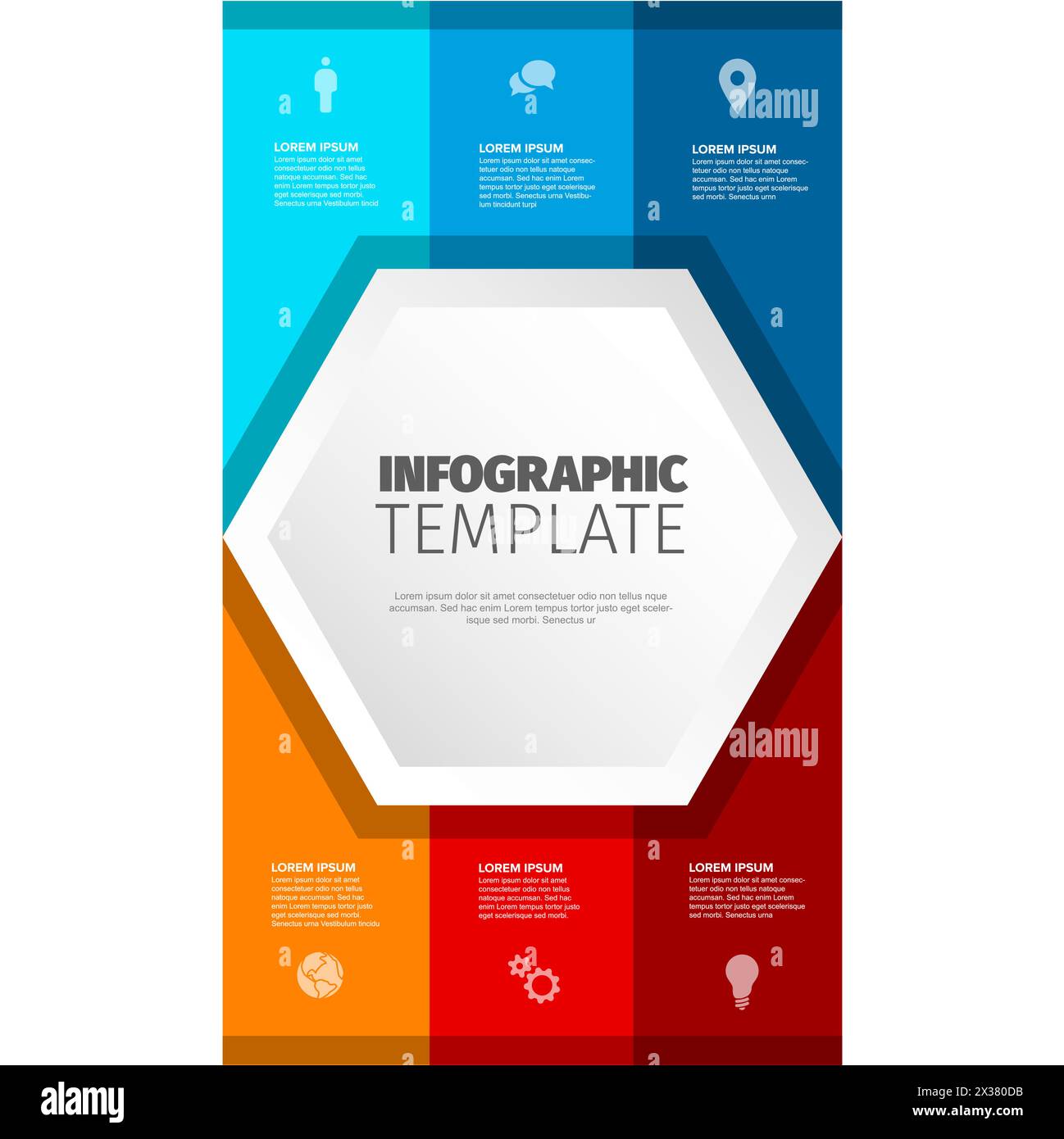 Six vertical items infographic template on light background made from ...
