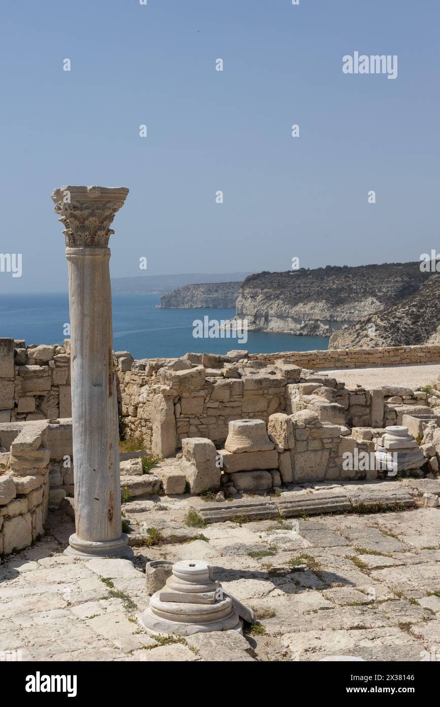 Ancient Column Overlooking Mediterranean in Cyprus Stock Photo - Alamy