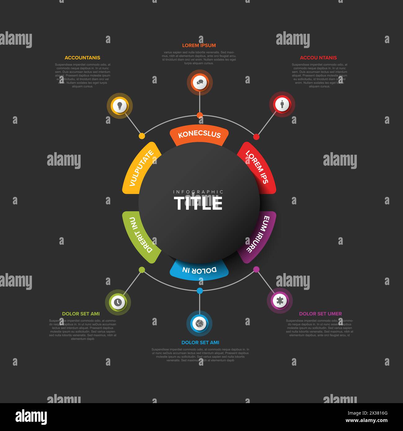 Simple vertical Colorful Circular Infographic Design Template with six ...