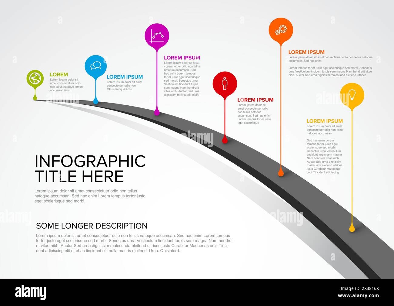 Simple minimalistic infochart infographic template with rainbow cloro ...