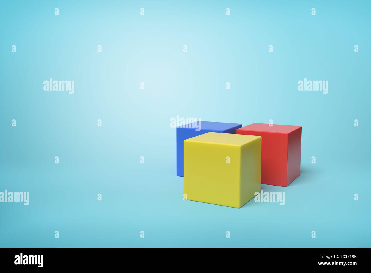 Three colorful geometric blocks isolated Stock Photo - Alamy