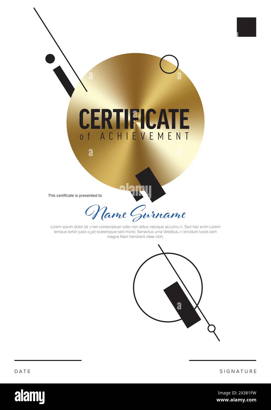 Minimalistic simple a4 diploma certificate template in japan style with gold accent. Printable ...