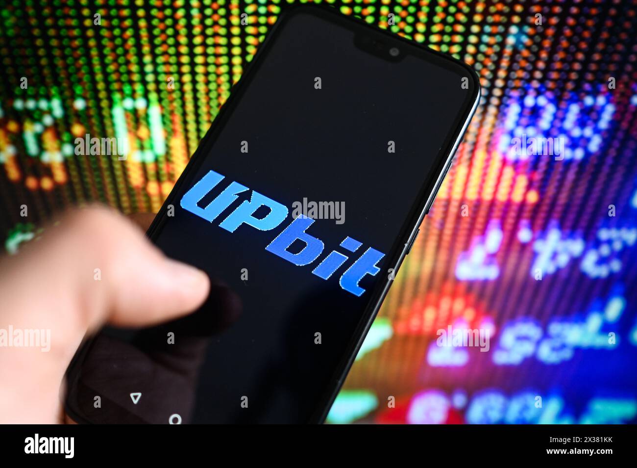 Poland. 25th Apr, 2024. In this photo illustration the Upbit logo is ...