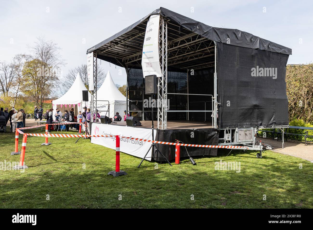 Empty concert stage for festivals in the park in Copenhagen, Denmark ...