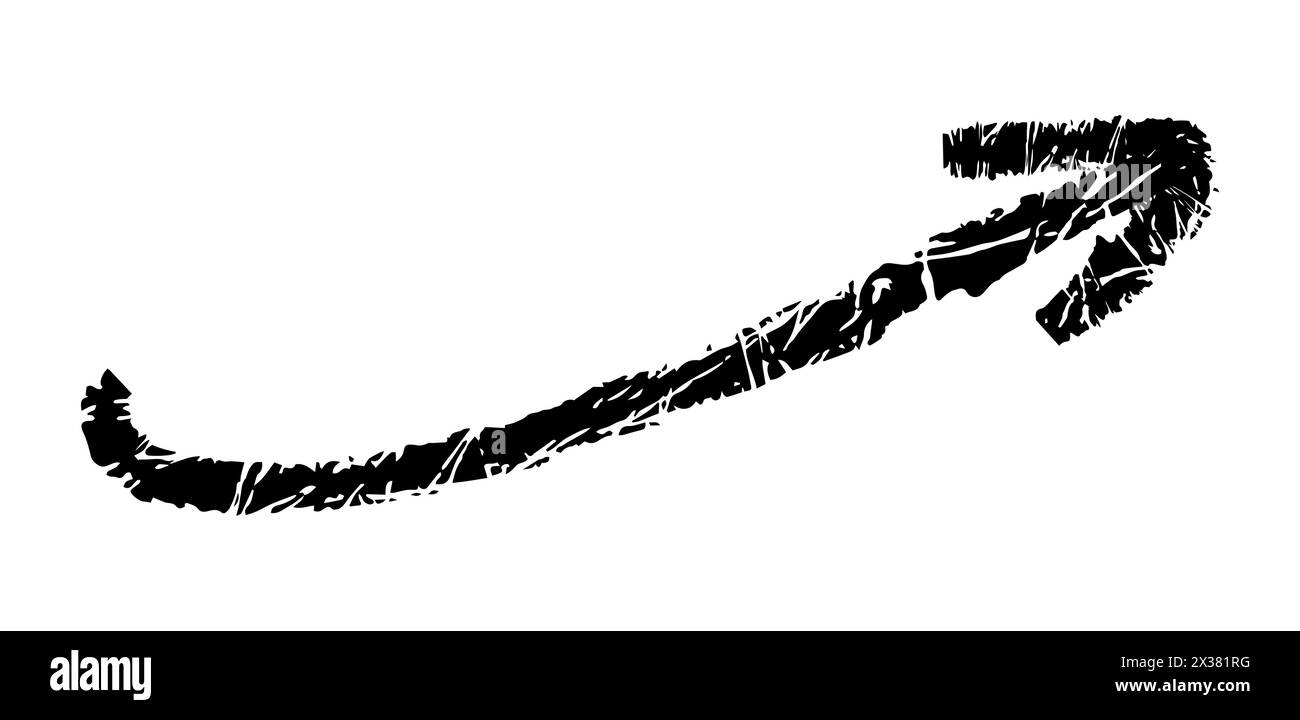 Hand drawn simple arrow drawn with wax crayon, chalk or charcoal ...