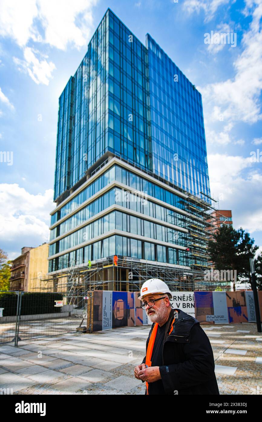 Architect Vaclav Hlavacek in front of the developer CTP office building ...