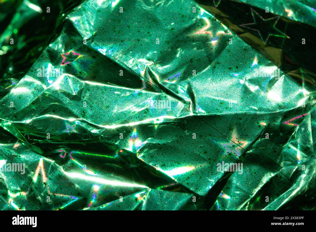 A Holographic Crumpled Green Paper Material which is Shiny for ...