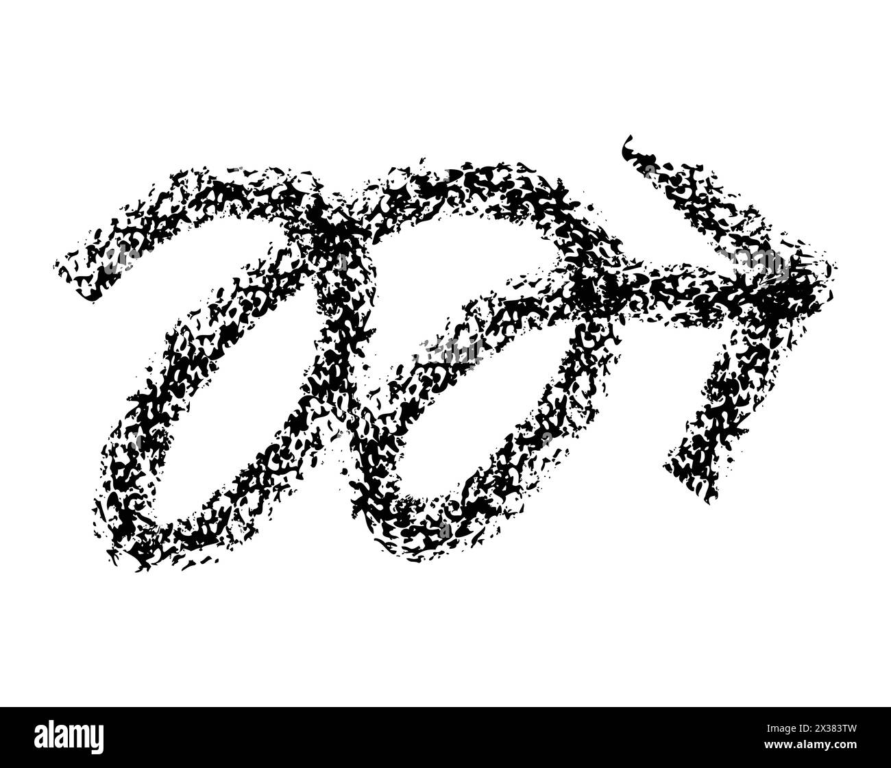 Hand drawn simple arrow drawn with wax crayon, chalk or charcoal ...