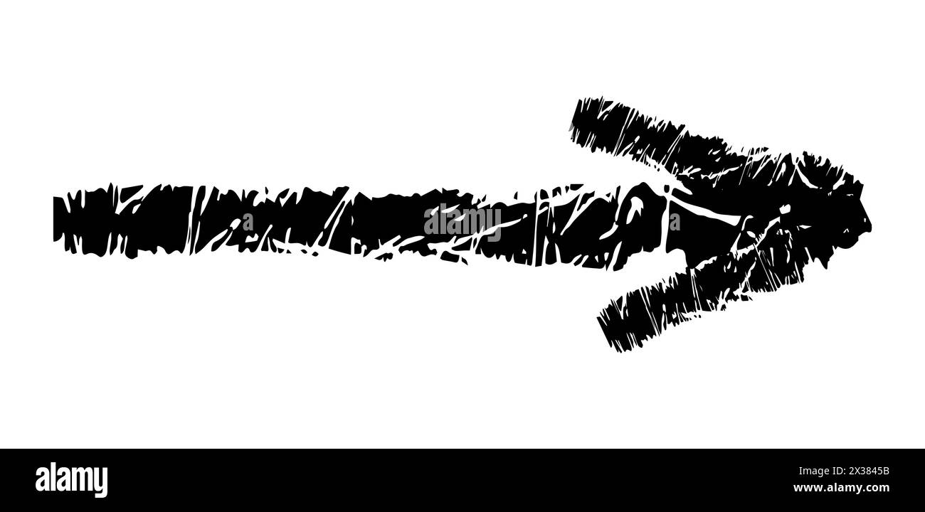 Hand drawn simple arrow drawn with wax crayon, chalk or charcoal ...