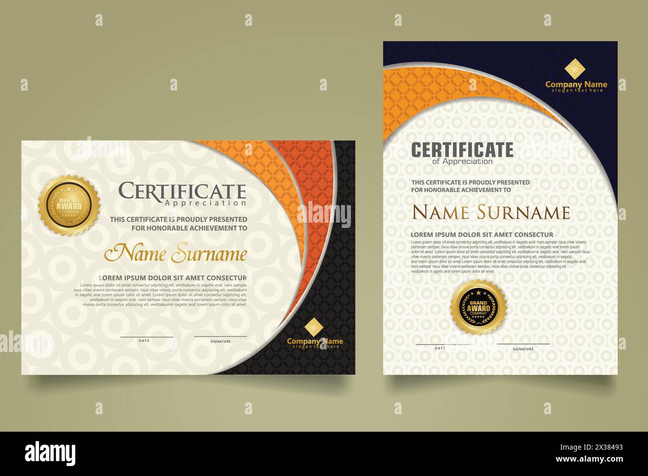 Set modern certificate template with realistic texture diamond shaped ...