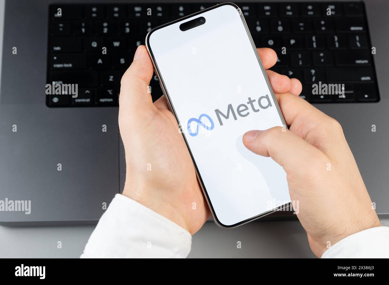 New York, USA - April 6, 2024: Popular Meta mobile app on smartphone ...