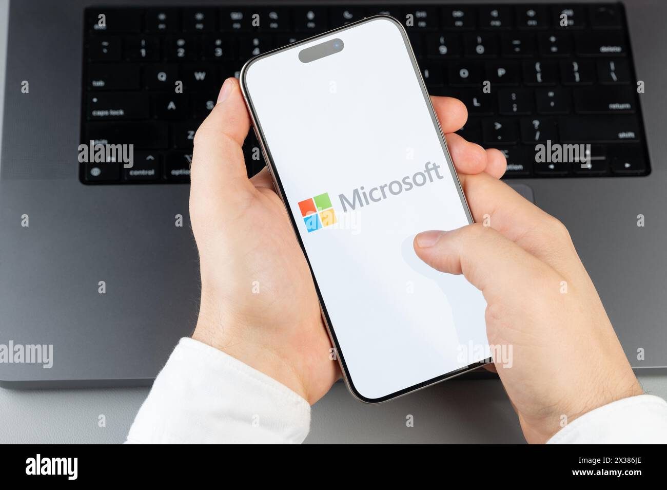 New York, USA - April 6, 2024: Popular Microsoft mobile app on ...