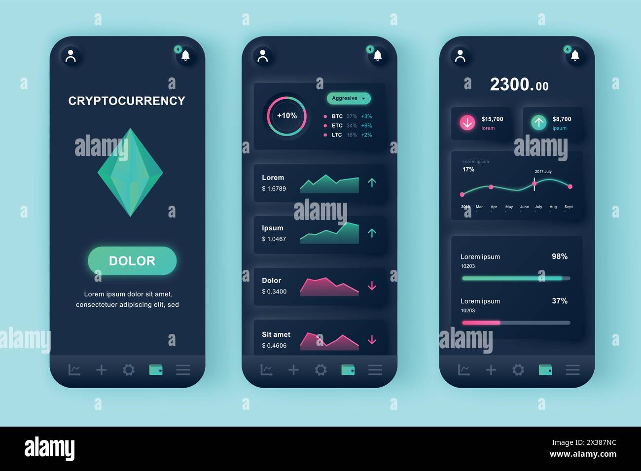 Cryptocurrency mining unique neomorphic design kit. Blockchain ... Cryptocurrency mining unique neomorphic design kit. Blockchain ...