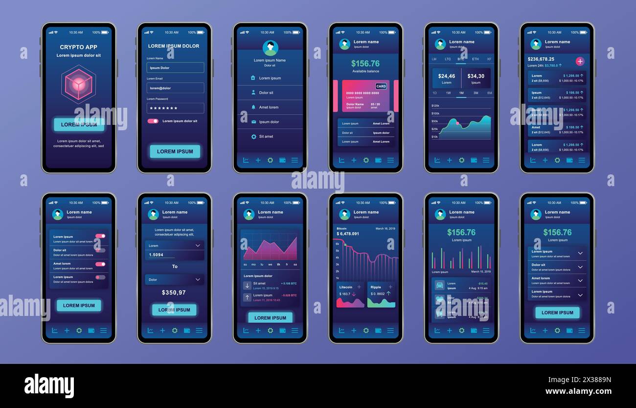 Cryptocurrency unique design kit for mobile app. Bitcoin mining screens ... Cryptocurrency unique design kit for mobile app. Bitcoin mining screens ...