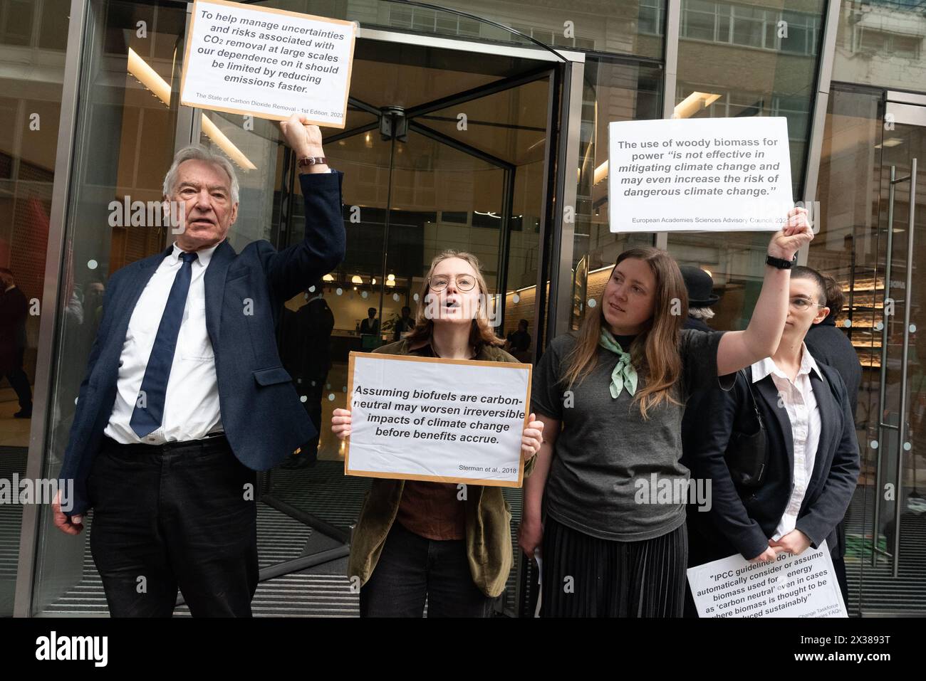 London, UK. 25 April, 2024. Climate activists protest the Drax Group ...