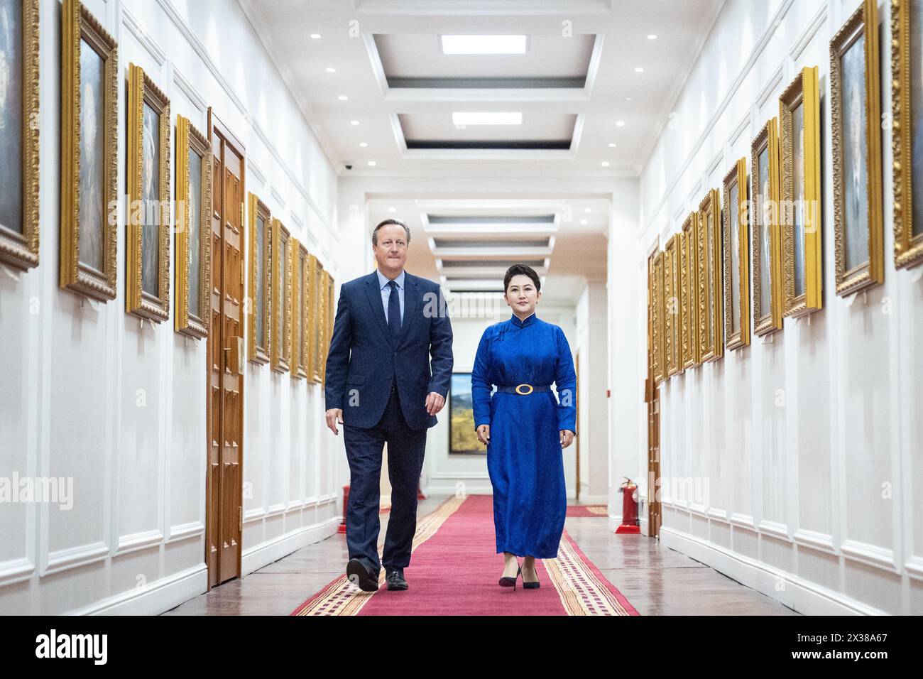 Foreign Secretary Lord David Cameron meets with Mongolian Foreign Minister Battsetseg Batmunkh ...