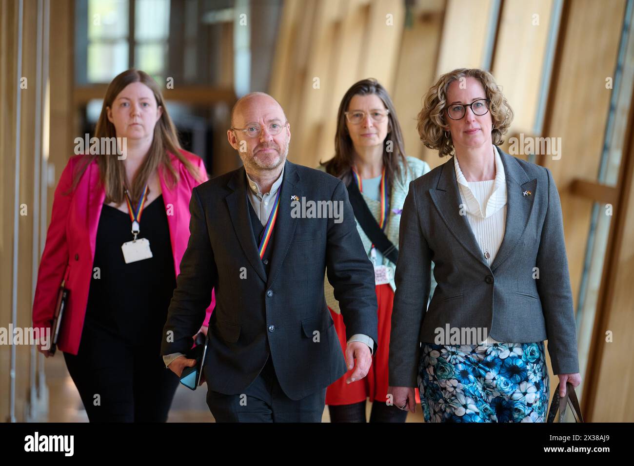 Edinburgh Scotland, UK 25 April 2024. Scottish Greens MSP’s at the Scottish Parliament after the ...
