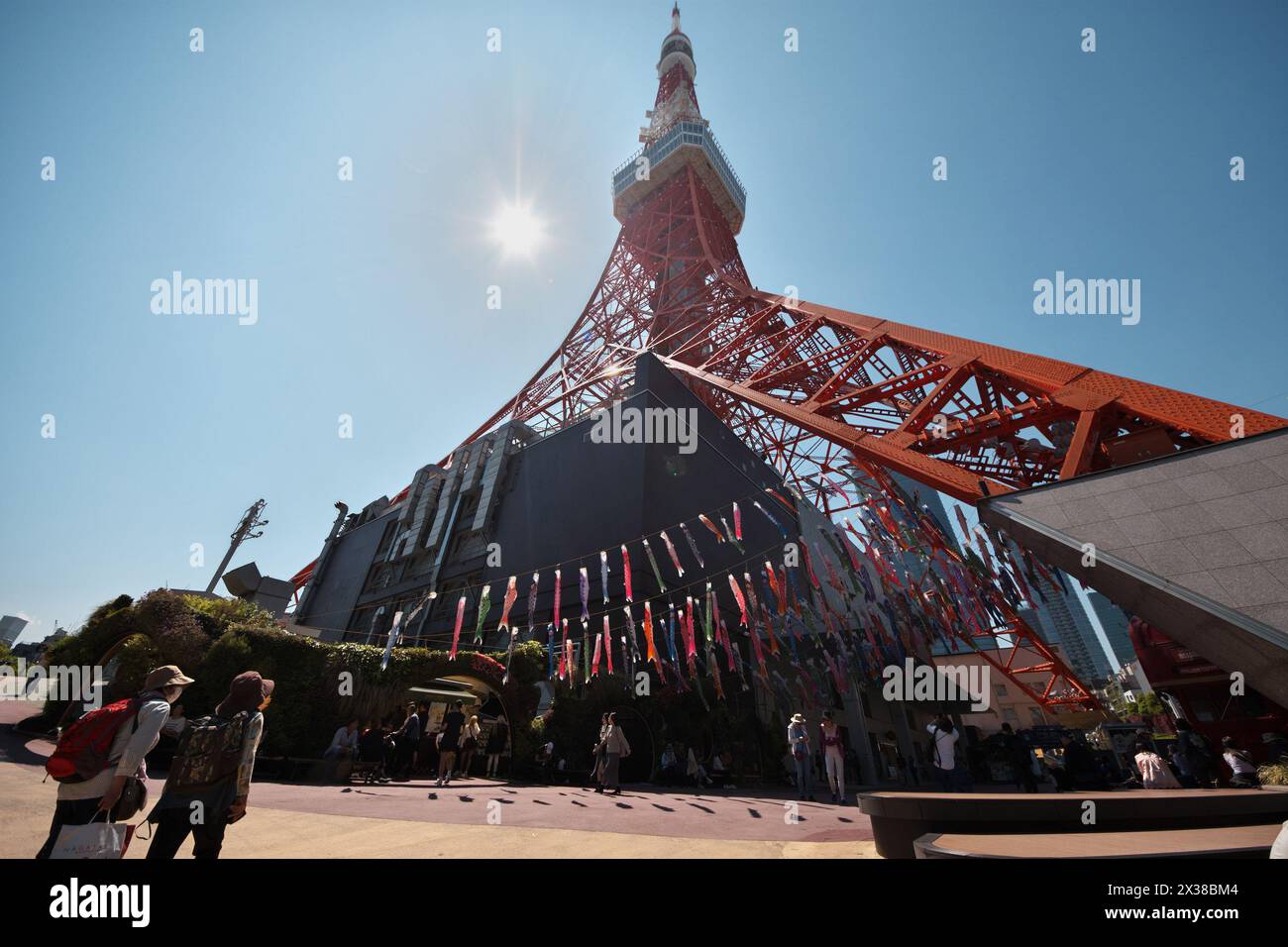 Tokyo, Japan. 25th Apr, 2024. Carp Streamers are seen on display around ...