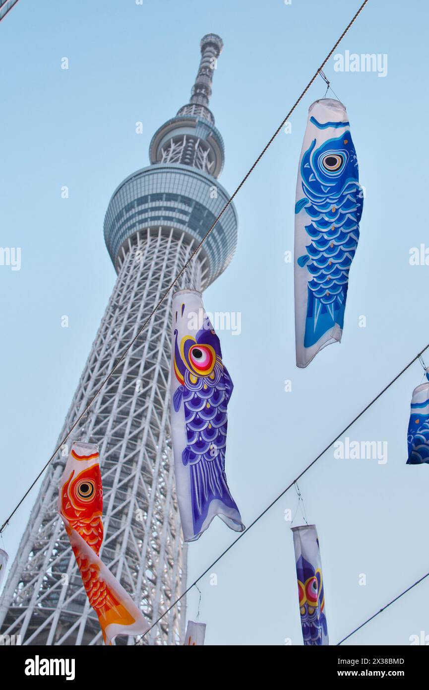 Tokyo, Japan. 25th Apr, 2024. About 1500 Carp Streamers are seen on ...