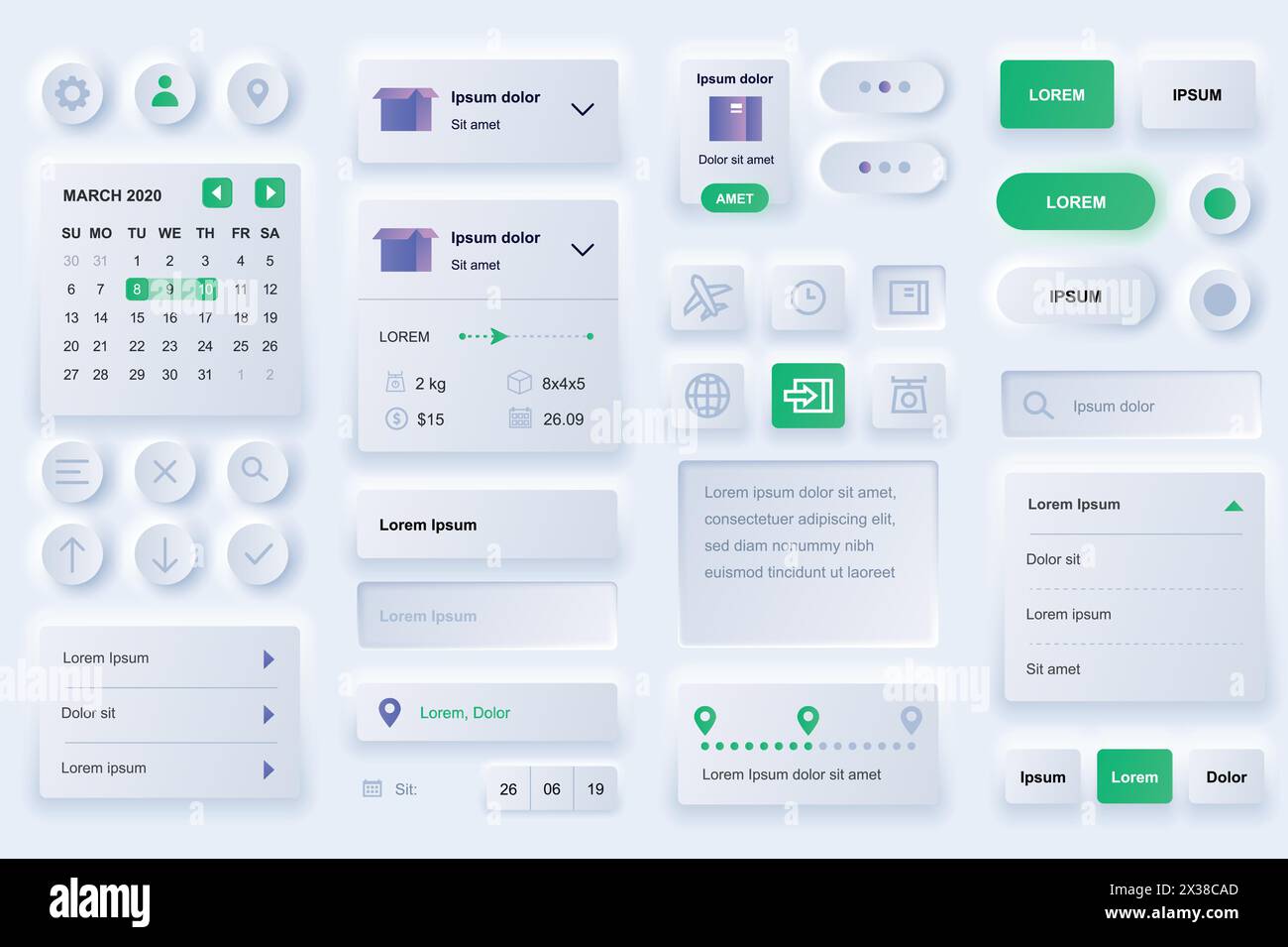 User interface elements for delivery mobile app. International express ...