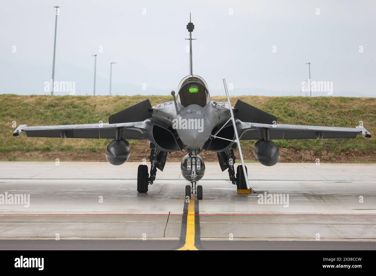 Rafale aircraft is seen at the Colonel Marko Zivkovic barracks during ...