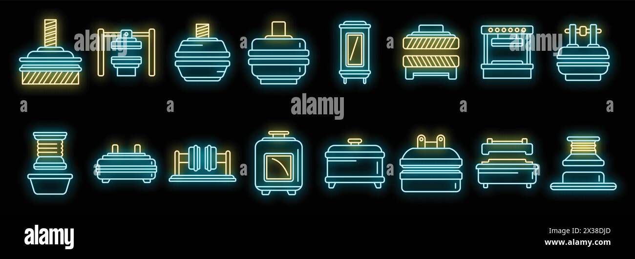 Factory production process icons infographic hi-res stock photography ...