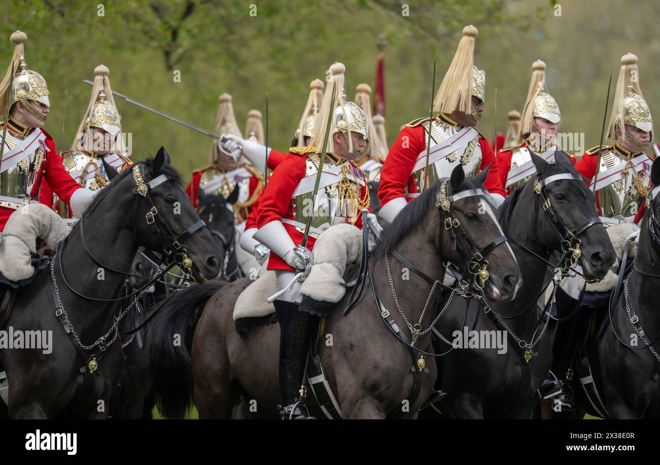 Hyde Park, London, UK. 25th Apr, 2024. The King's mounted bodyguard ...