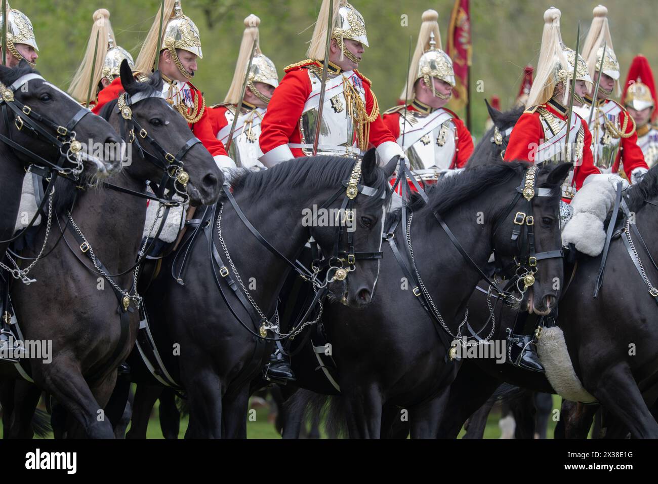 Hyde Park, London, UK. 25th Apr, 2024. The King's mounted bodyguard ...
