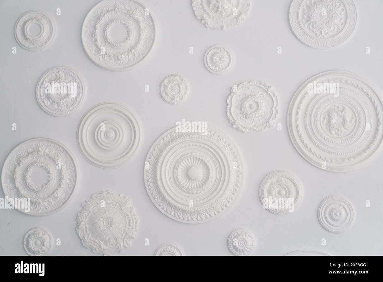 Abstract White Circular Bas-Relief Sculptures on a Clean Background ...