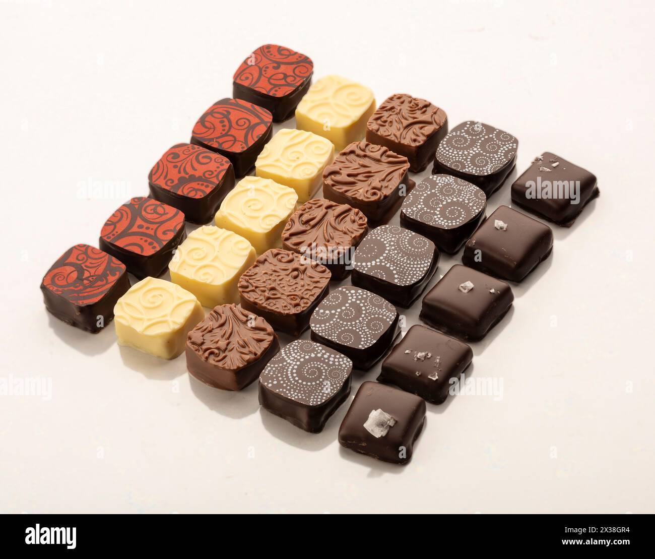 25 pieces of decorated handmade chocolate Stock Photo - Alamy