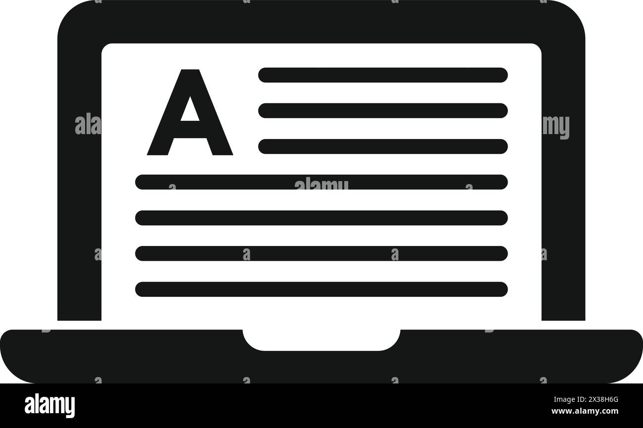 New reading article icon simple vector. Laptop screen. Online education ...