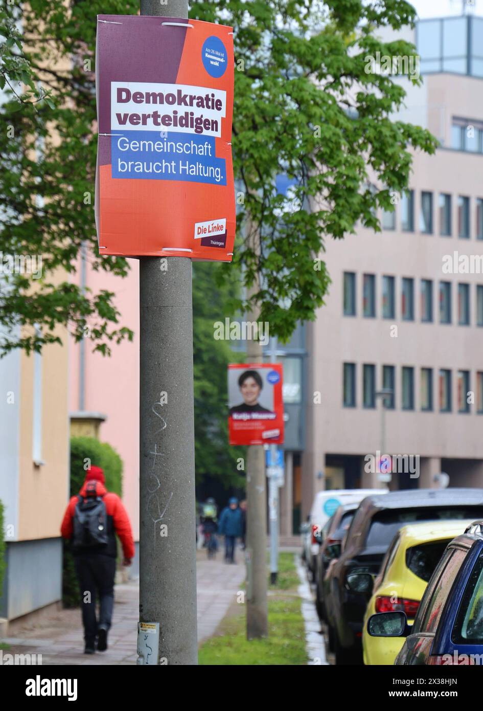 Kommunalwahl 24.04.2024, Erfurt, Wahlplakat zur Kommunalwahl am 26.05. ...