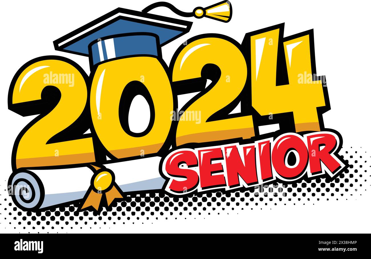 2024 class graduate header. Decorate congratulation for school ...