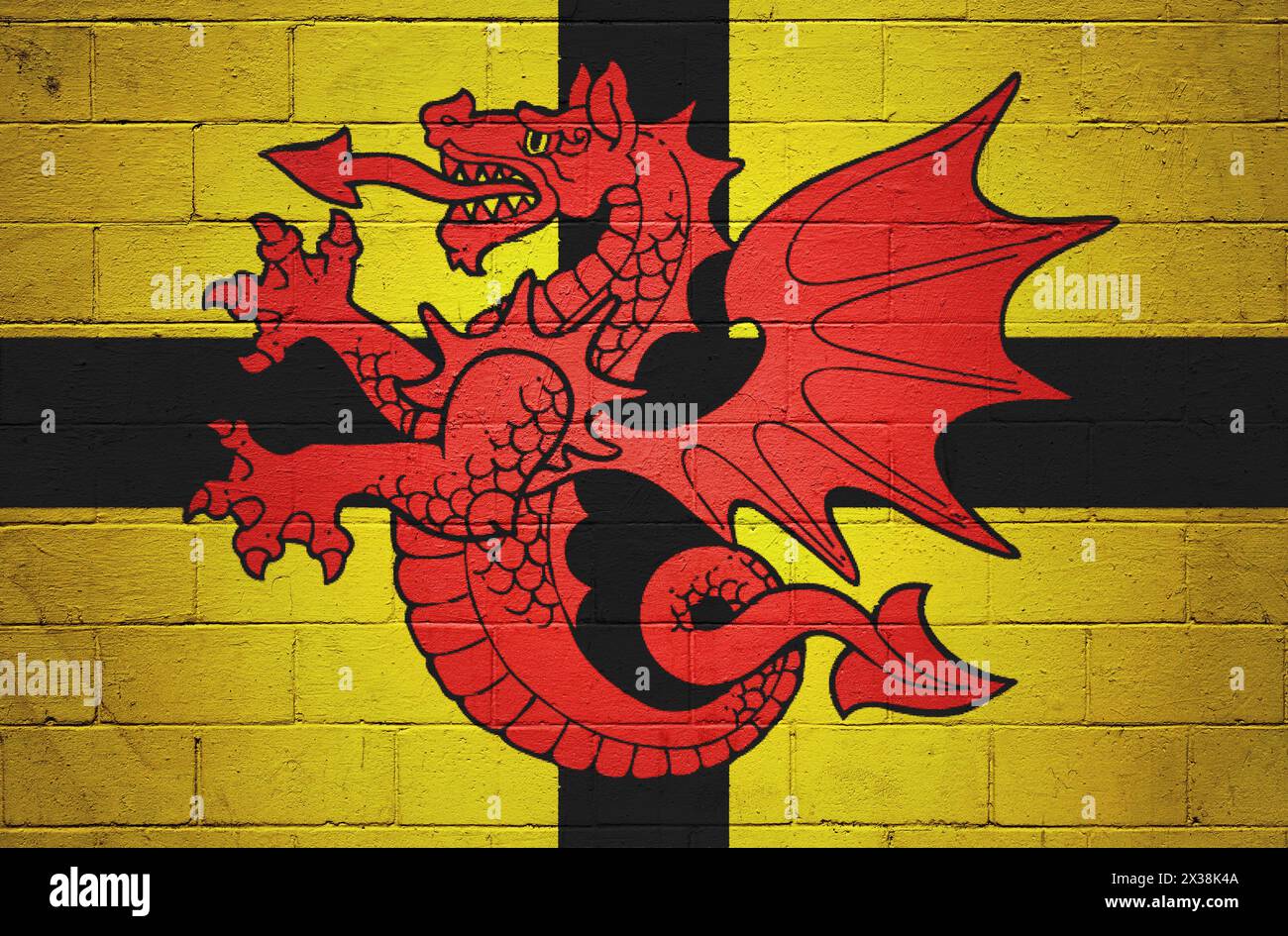 Flag of Bro-Dreger (Trégor) painted on a cinder block wall Stock Photo ...